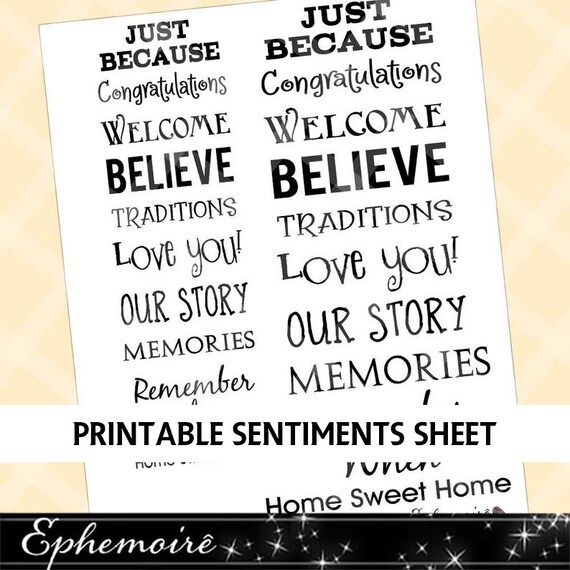 Printable SENTIMENTS 2 Digital Printable Card Sentiments | Etsy