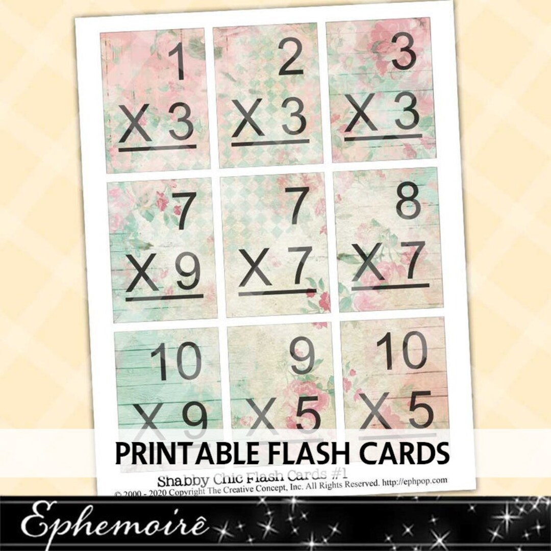Junk Journal Printable - FLASH CARDS - Digital Scrapbook - Ephemera ...
