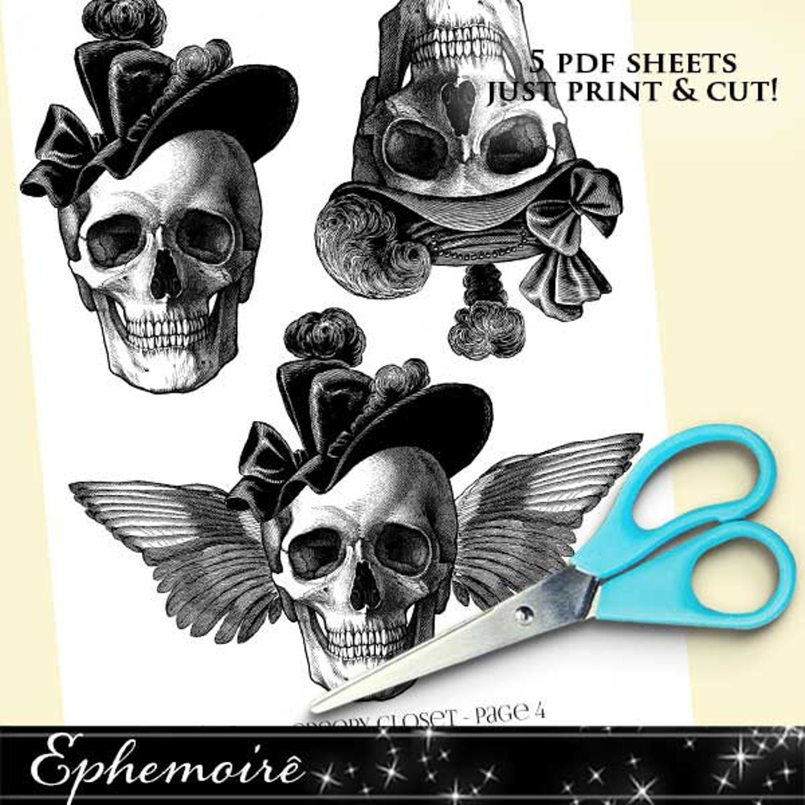 Junk Journal Printable SKELETON PAPER DOLLS Fussy Cut - Etsy