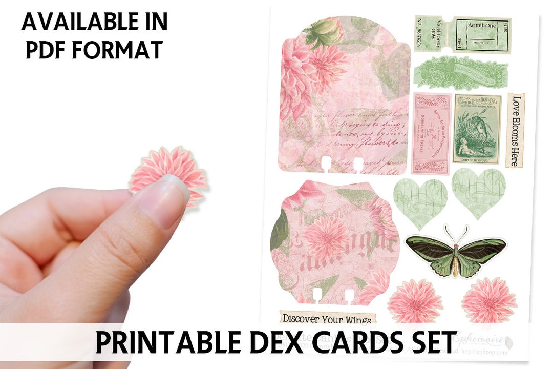 Digital Printable Dex Card - Dahlia - Printable Craft - Collage Sheet ...