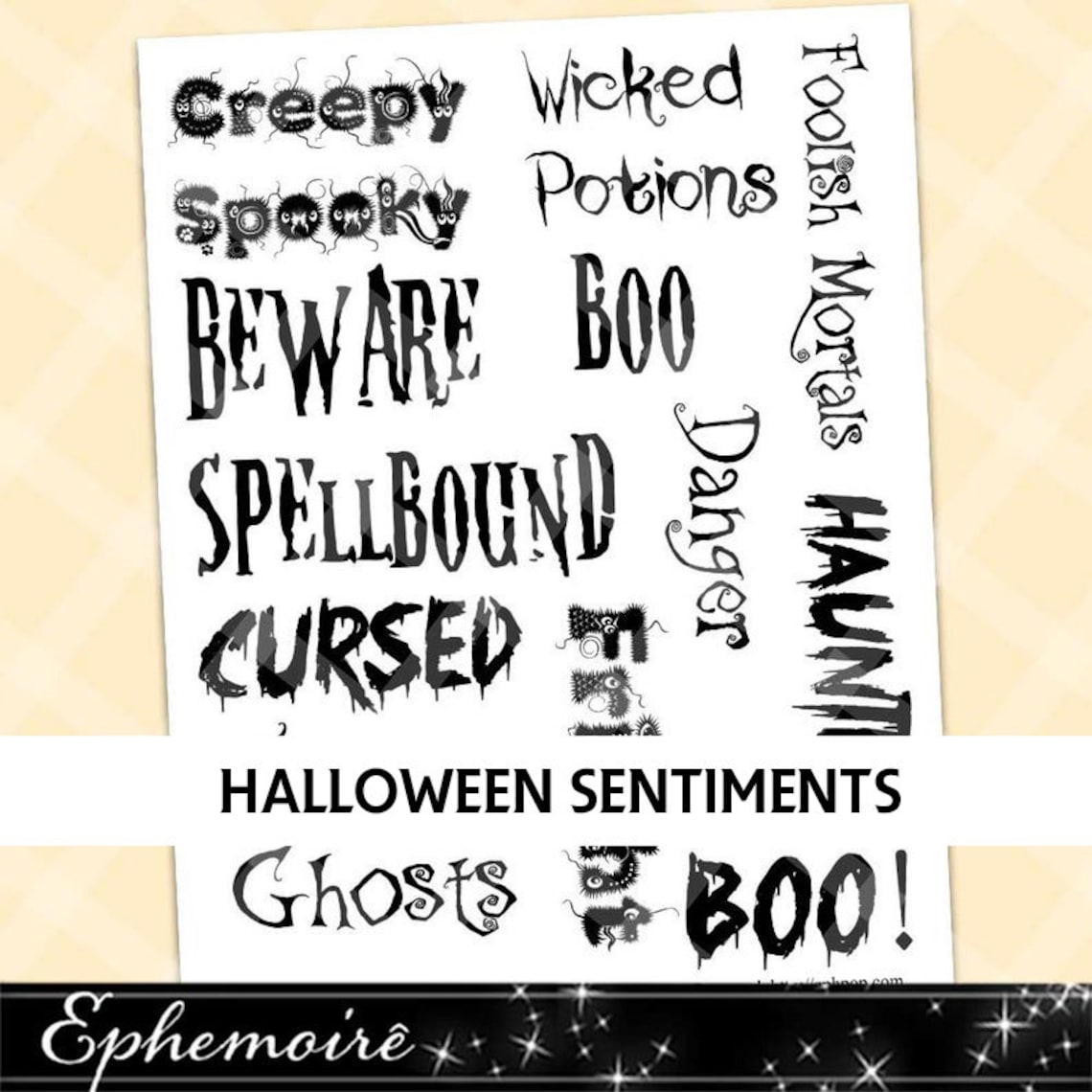 Printable SENTIMENTS HALLOWEEN Printable Captions - Etsy