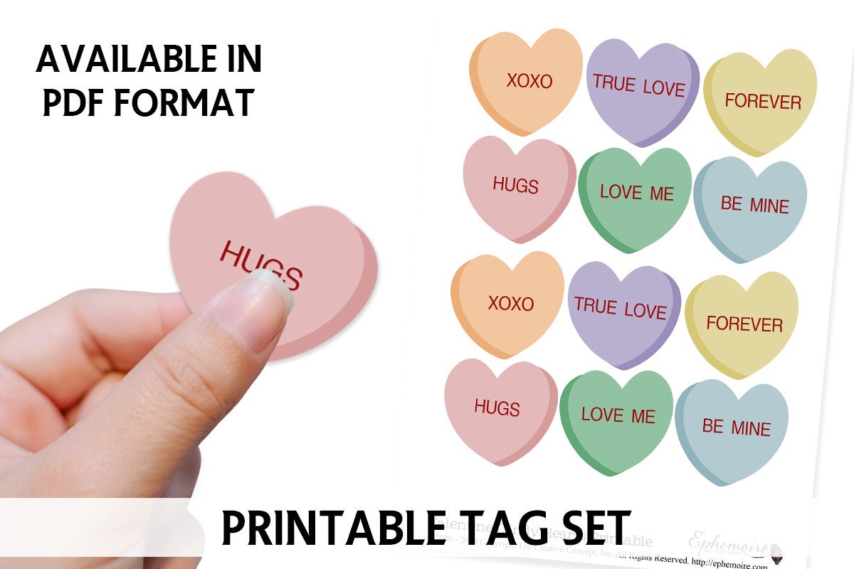 CONVERSATION HEARTS Junk Journal Printable Valentine Tags - Etsy