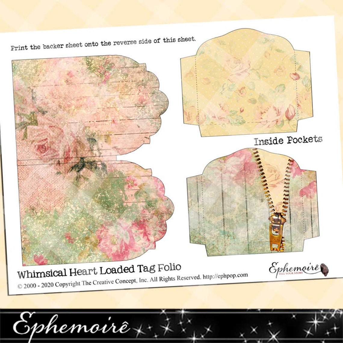 Junk Journal Printable Loaded Tag Folio Kit Floral Tag | Etsy