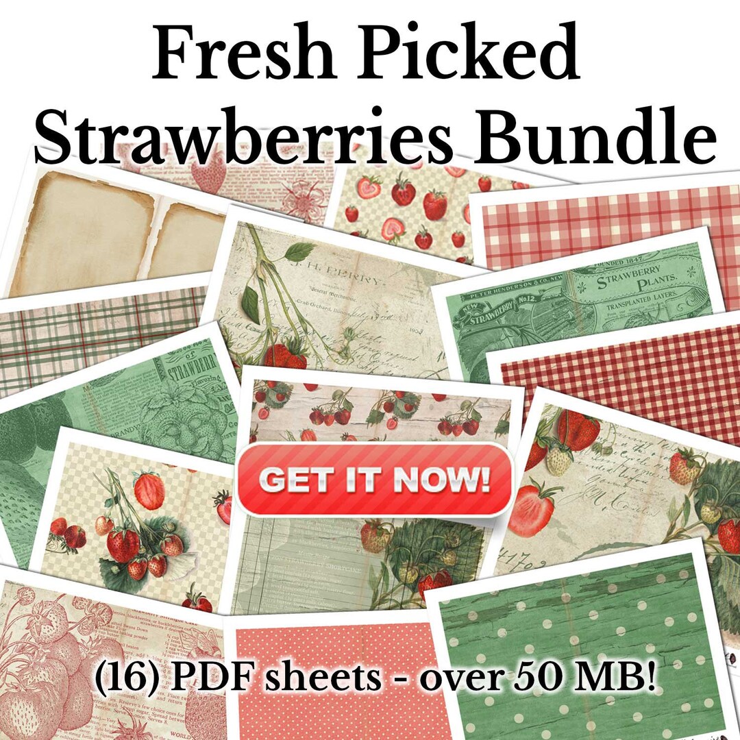 Junk Journal - Journal Printable - Strawberry - Digital Scrapbook ...