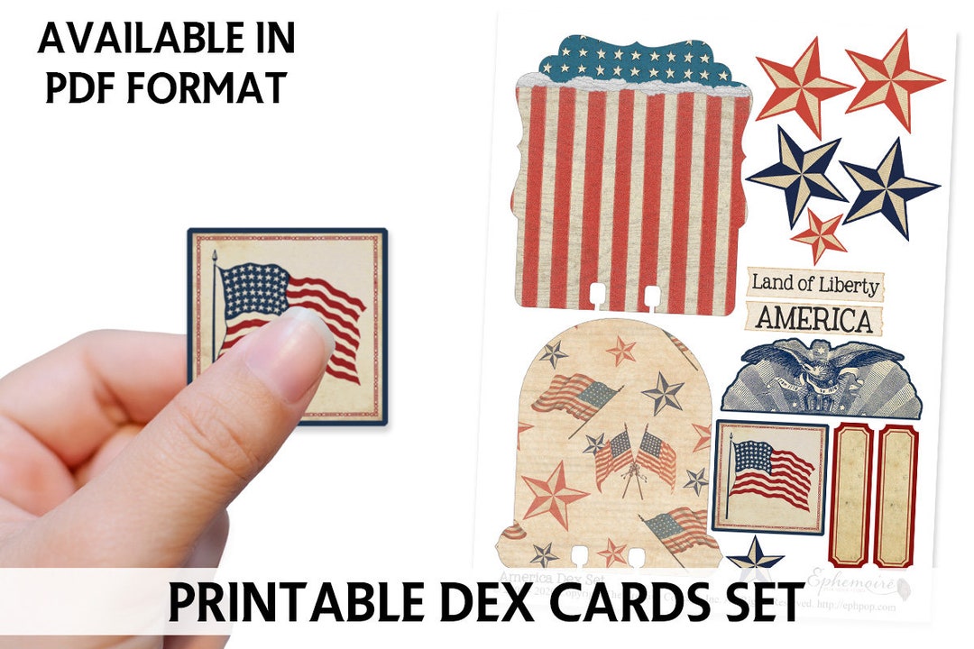 Printable DEX Cards With Ephemera - Patriotic Dex Printable - AMERICA ...