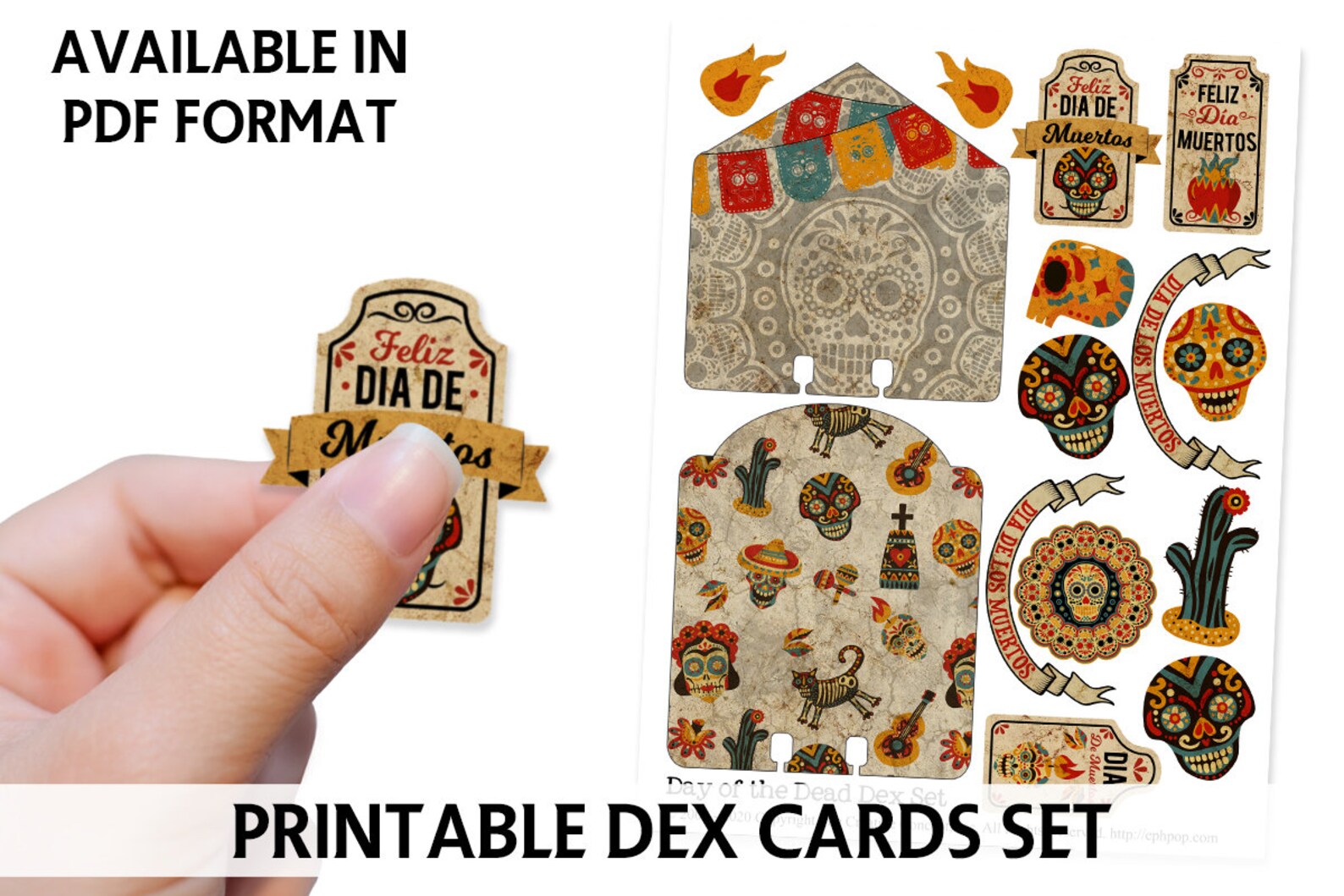 Printable DEX Cards With Ephemera Day of the Dead Dex Card - Etsy