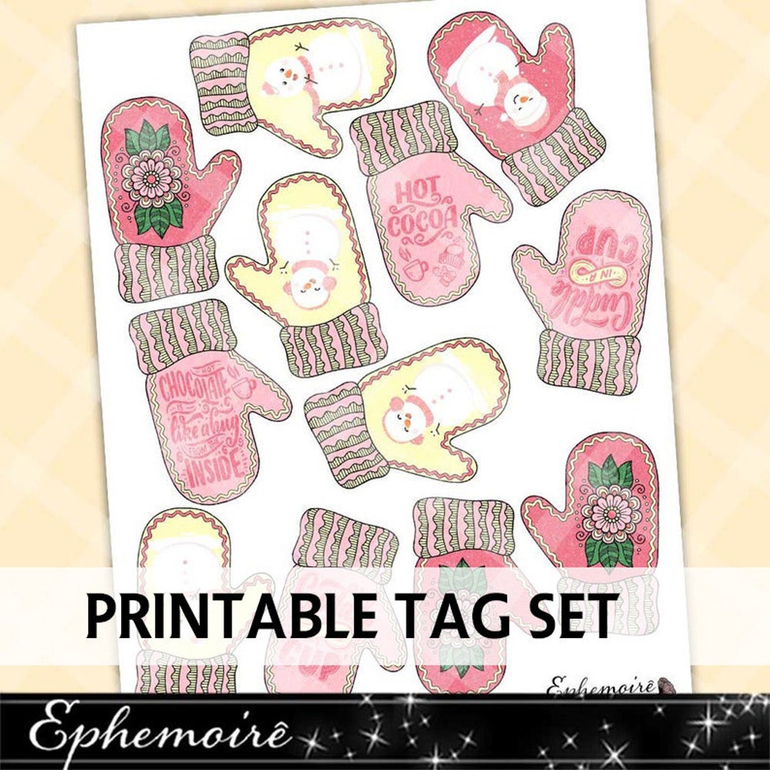 Junk Journal MITTEN Tags - Printable Christmas Tags - Christmas ...