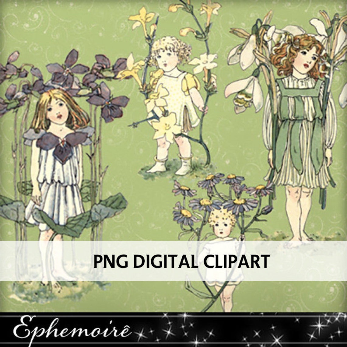 Digital Clipart Images Fairy Flower Children Digital - Etsy