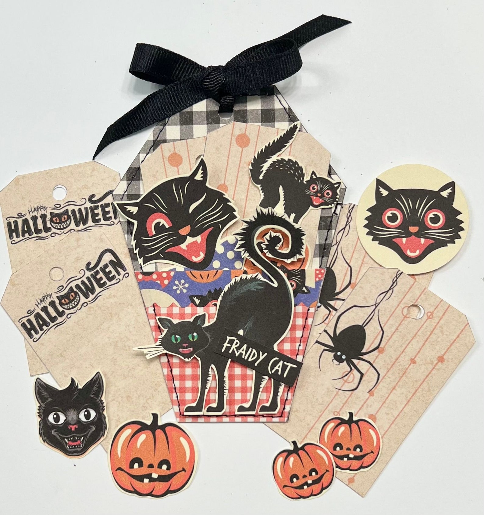 Black Cat Halloween Printable COFFIN TAG POCKETS Loaded - Etsy