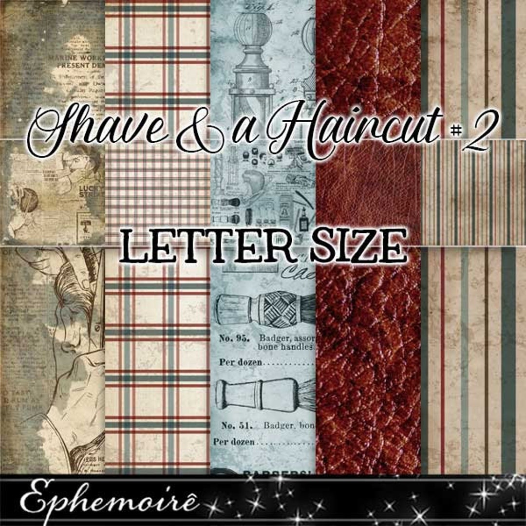 Digital Printable Papers - BARBER - Digital Scrapbooking - Letter Size ...