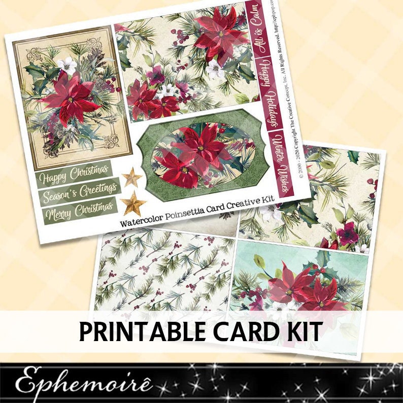 Digital Printable Card Kit Printable Card Fronts Christmas | Etsy