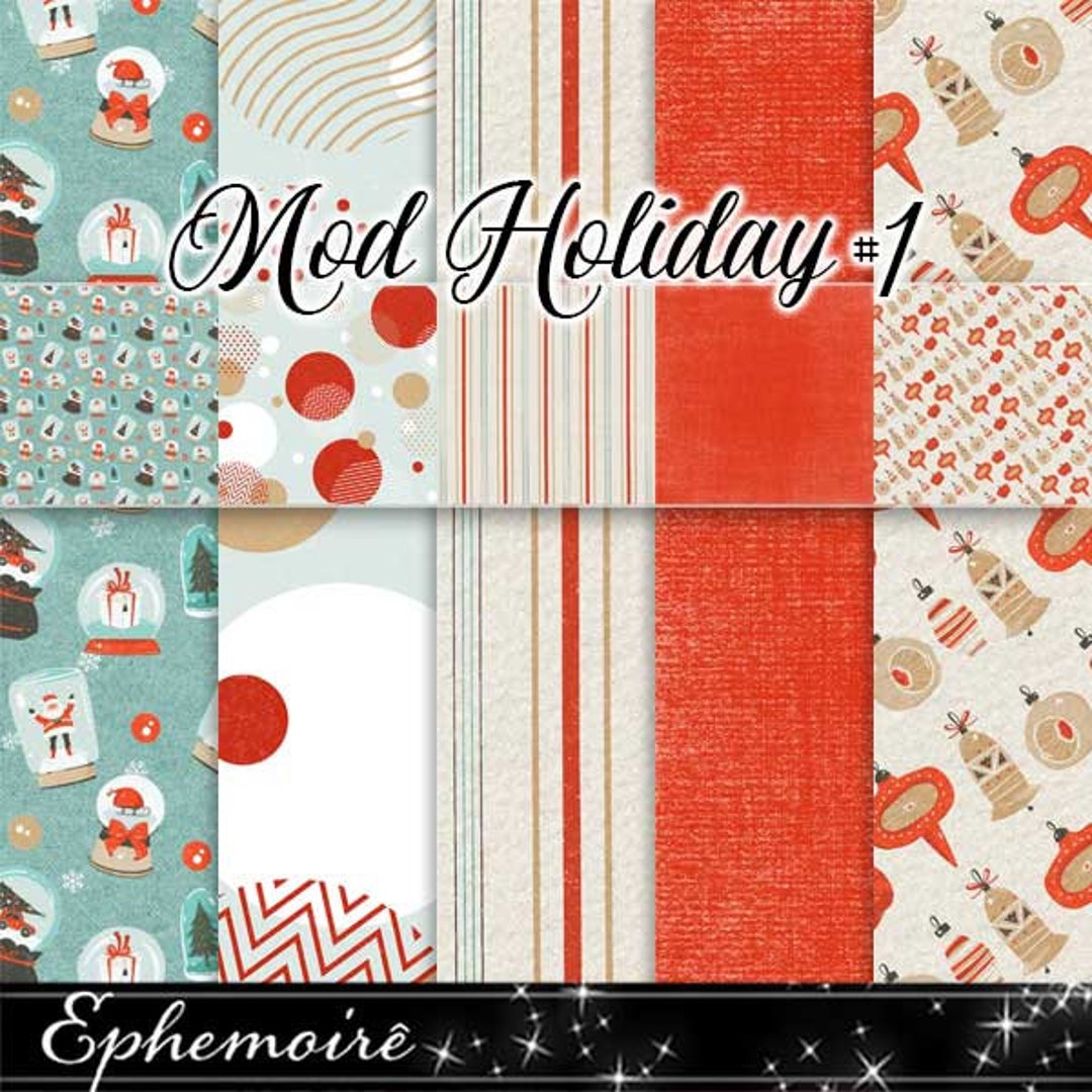 Digital Paper Pack RETRO CHRISTMAS Digital Scrapbook Cardmaking 12x12 ...