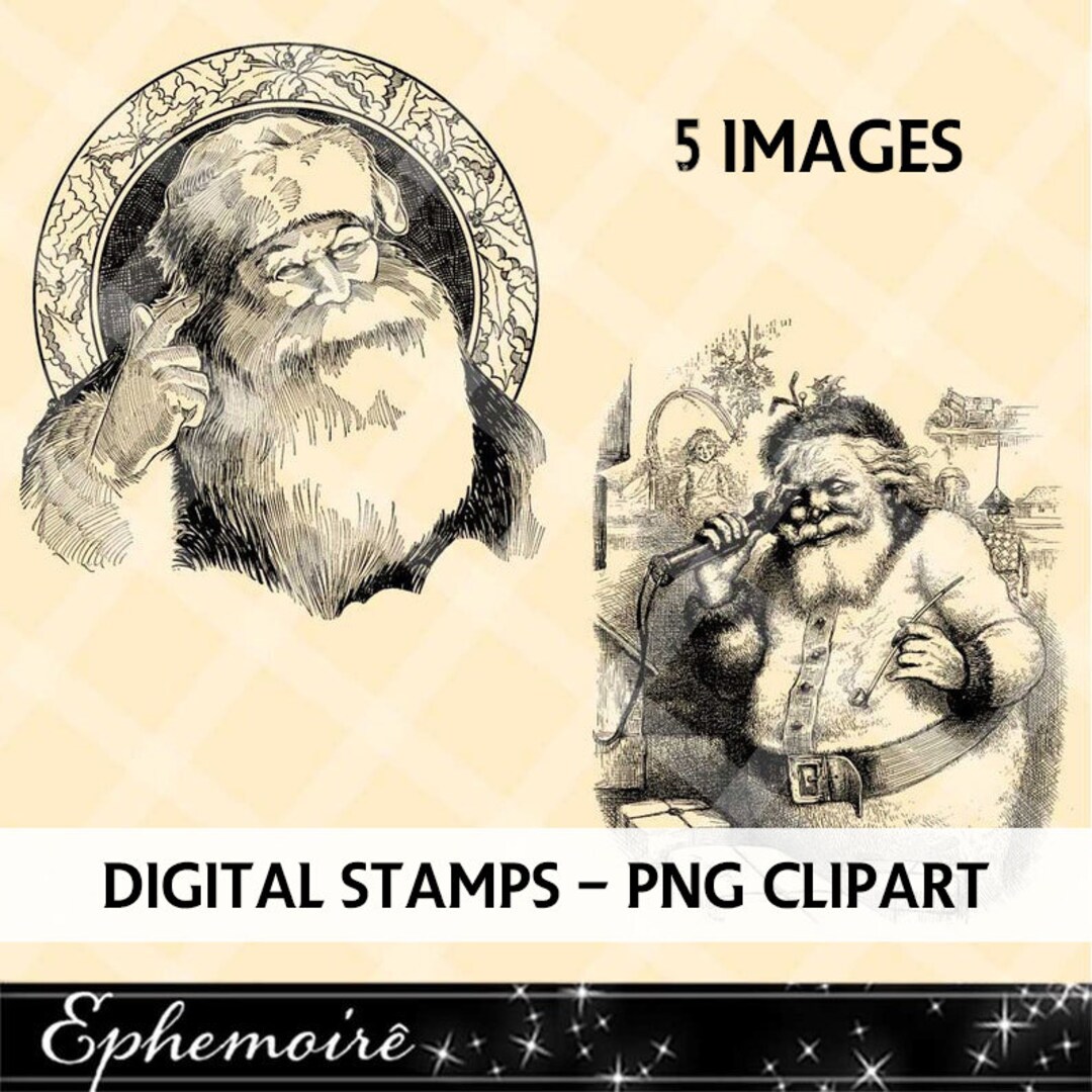 Digital Stamps - SANTA Digital Stamp - Digital Scrapbooking - Digi ...
