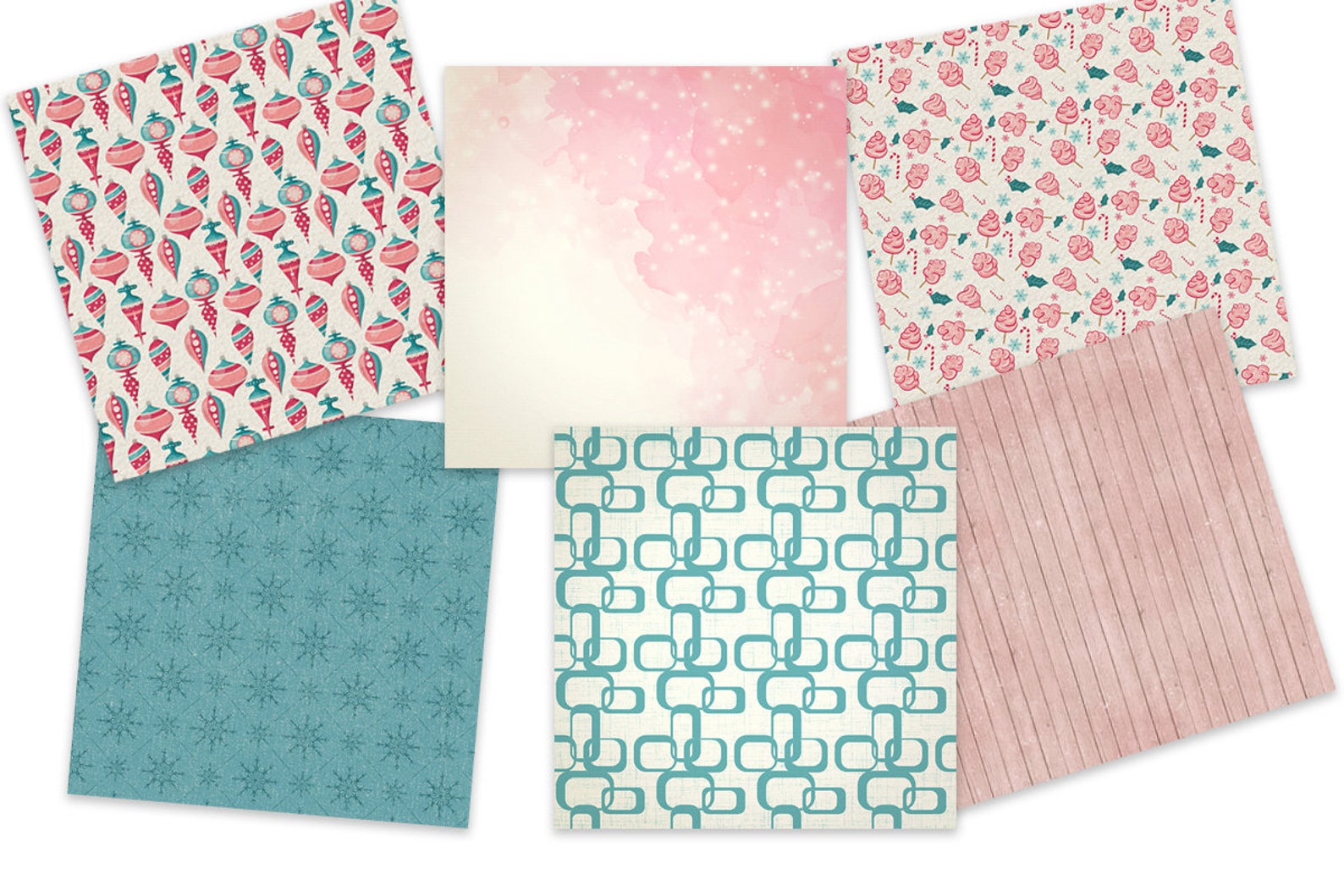 Printable CHRISTMAS PAPERS 12x12 Cotton Candy Christmas 2 | Etsy