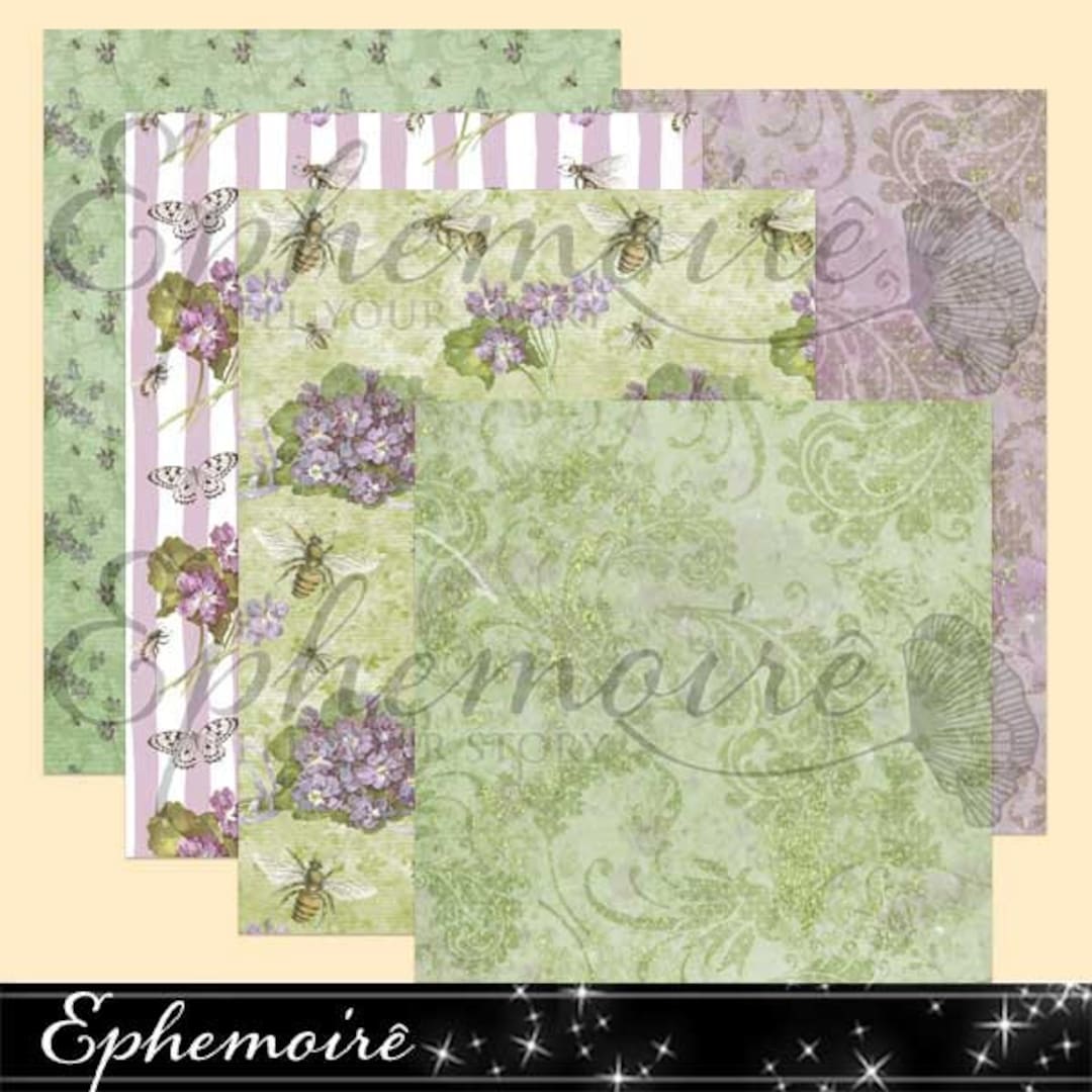 Digital Printable Papers Violets BEES Scrapbook Papers Cardmaking ...