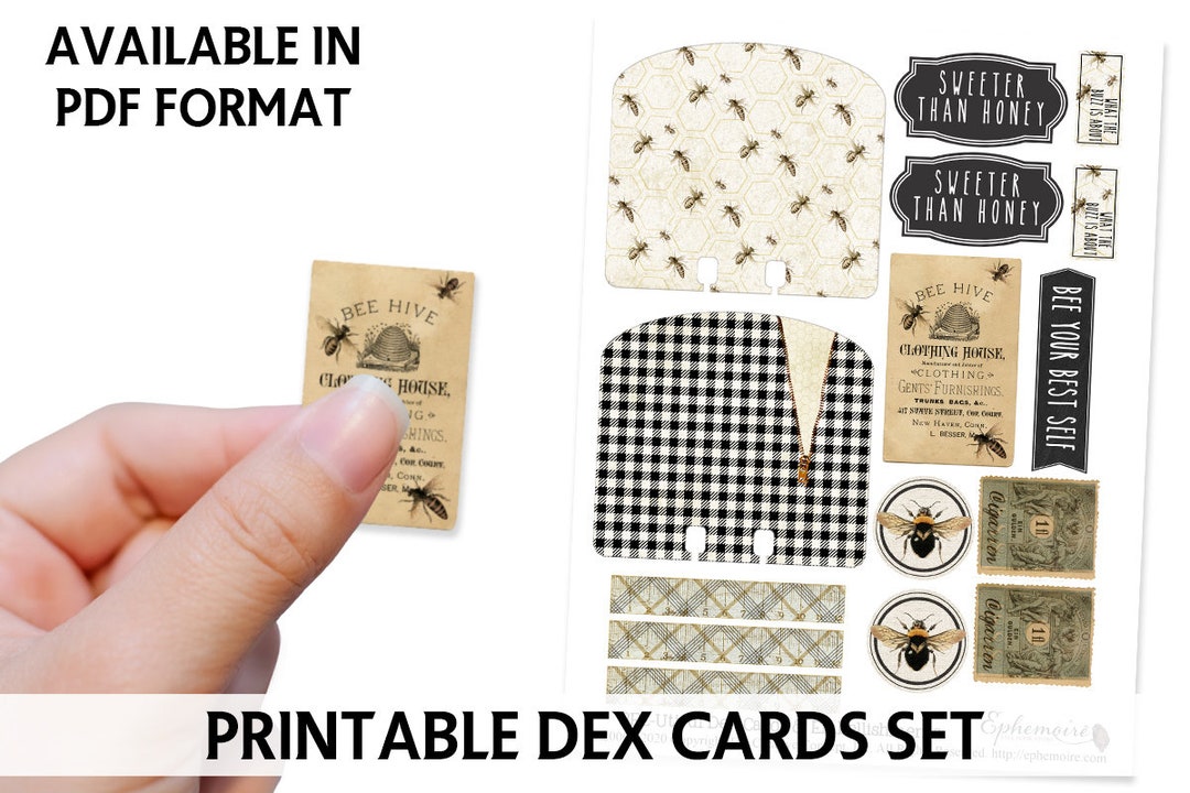 Printable DEX CARDS With Ephemera - BEES - Apiary - Dex Card Printable ...