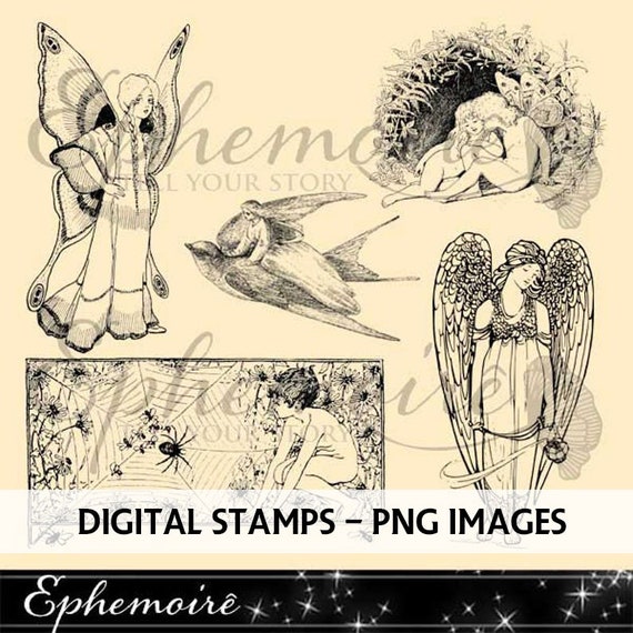 Digital Stamps Fairy Digital Stamp Digital Scrapbooking - Etsy