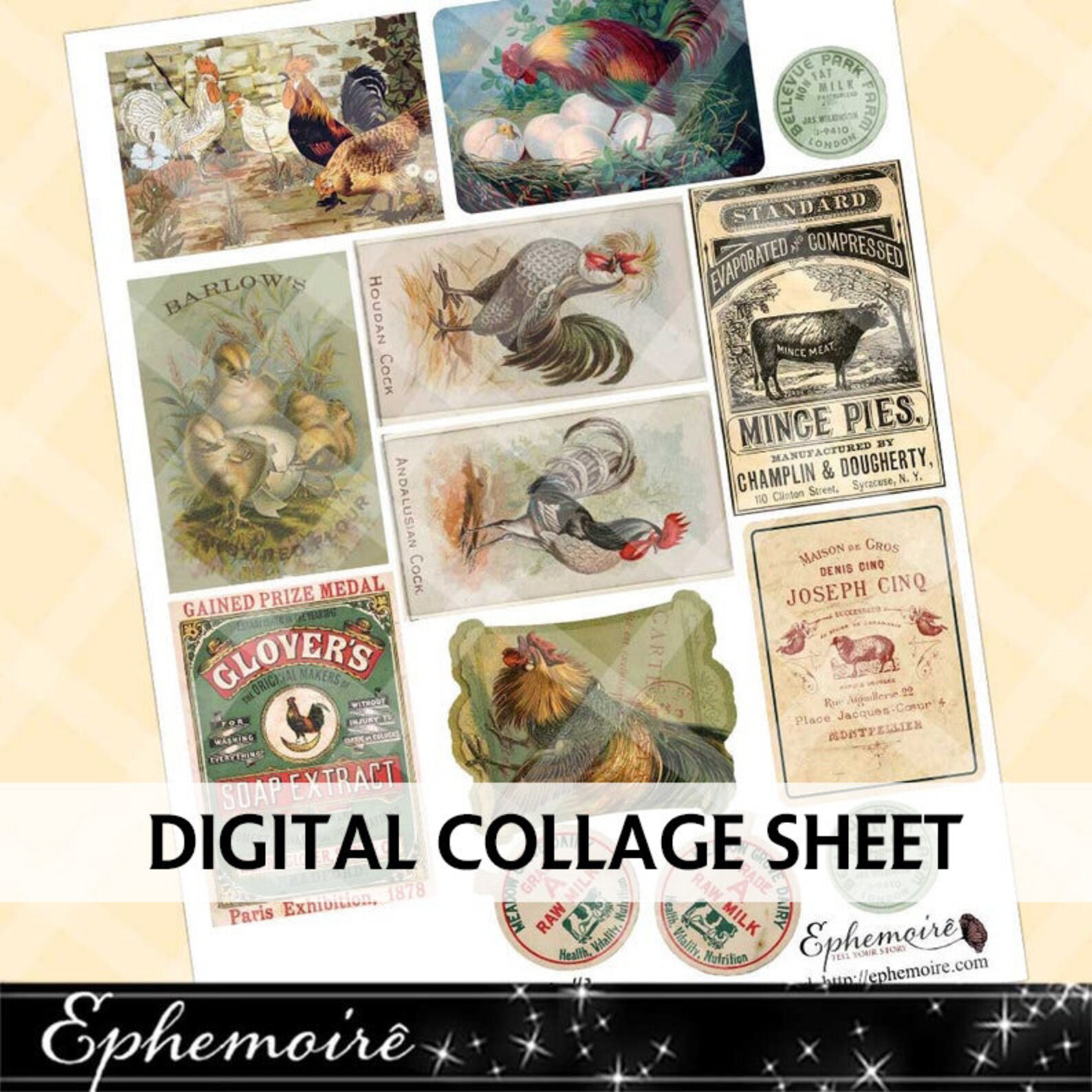 Junk Journal Printable CHICKEN Trade Cards Fussy Cut - Etsy