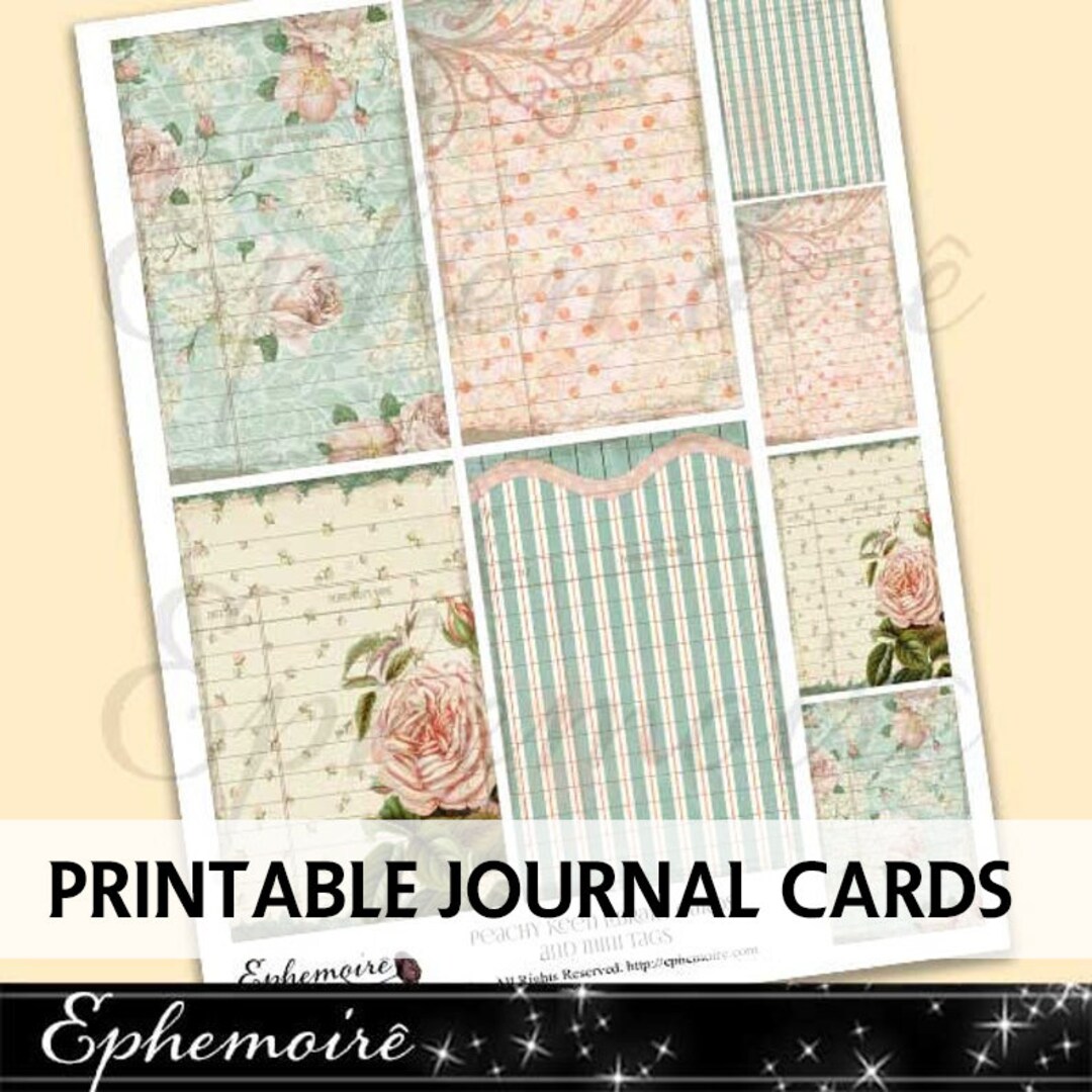 Junk Journal Printable - FLORAL LIBRARY CARDS - Printable Journal Card ...