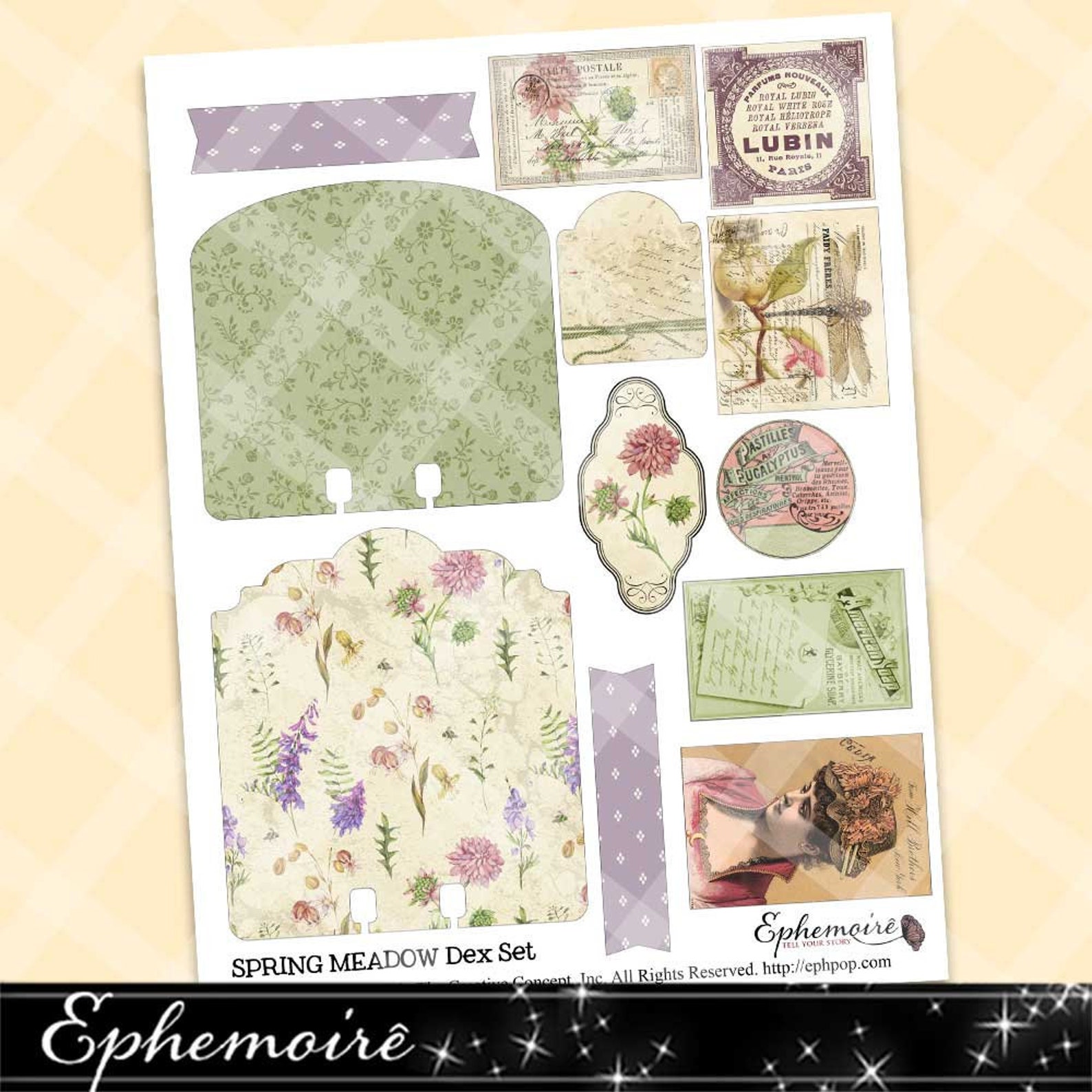Printable DEX Cards With Ephemera Spring Floral Dex Dex Card Printable ...