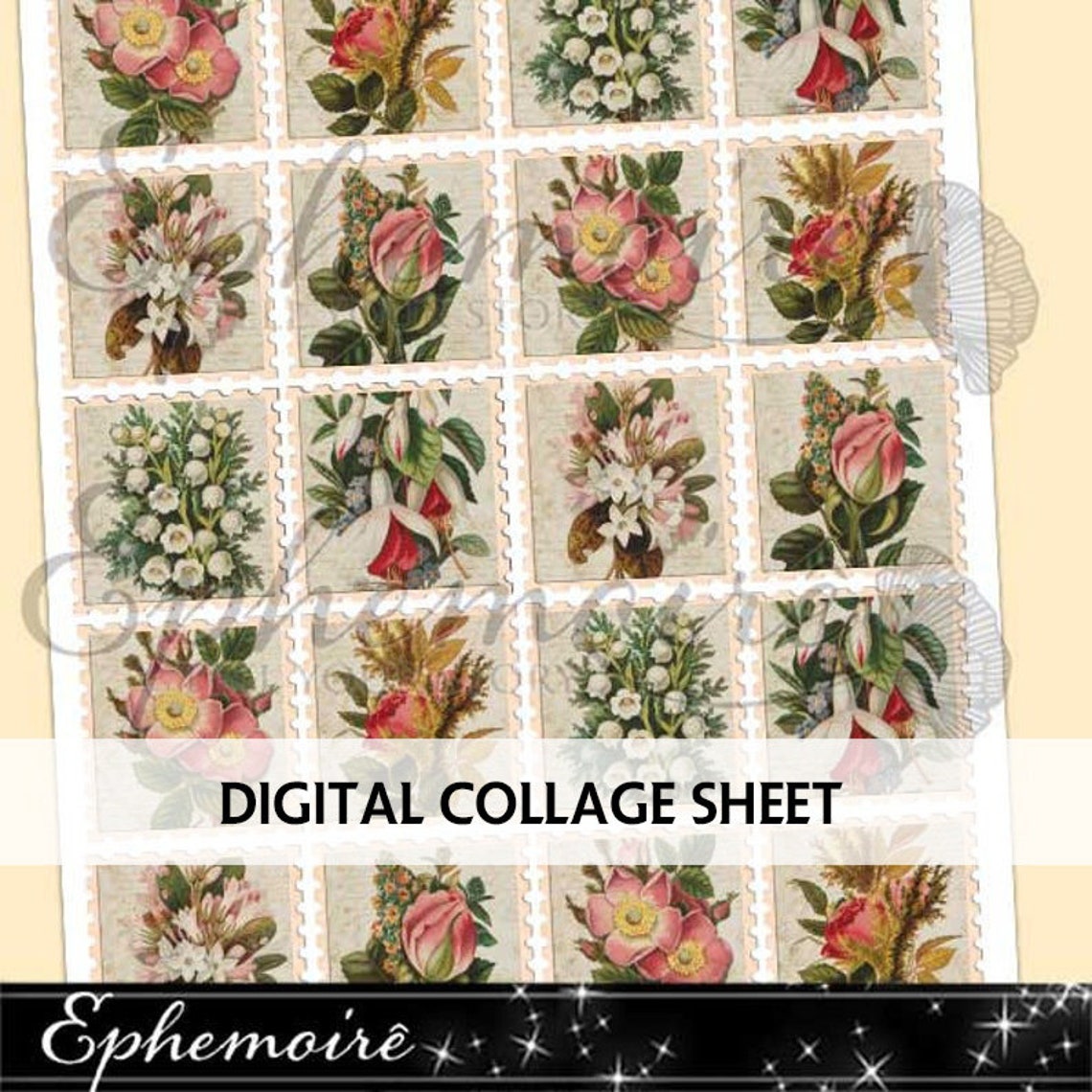 Junk Journal Printable Digital Printable Faux Stamps Fussy - Etsy