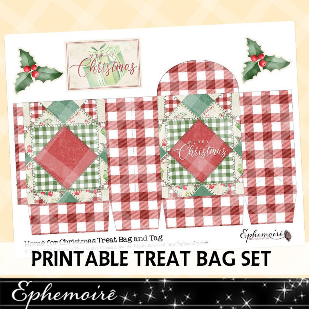 Printable Christmas Treat Bag - VINTAGE CHRISTMAS - Printable Treat Bag ...
