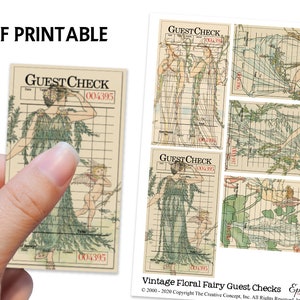 Printable GUEST CHECKS Floral Fairies Fairy Guest Checks Ephemera Guest ...