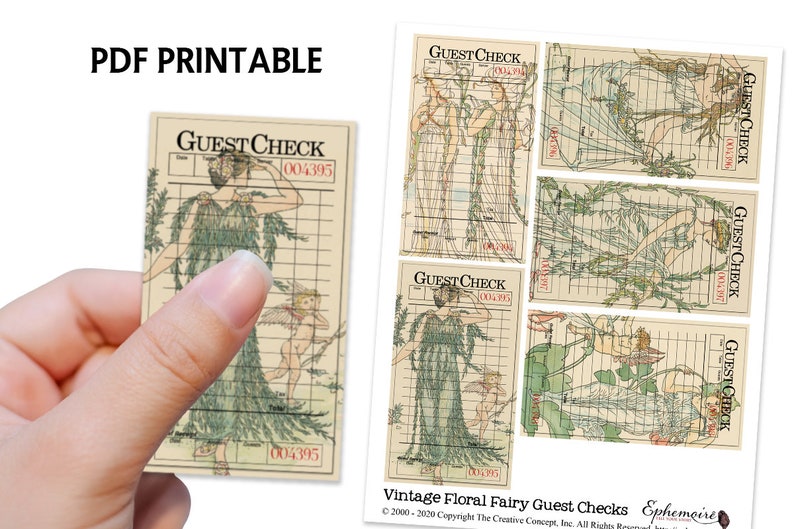 Printable GUEST CHECKS Floral Fairies Fairy Guest Checks - Etsy