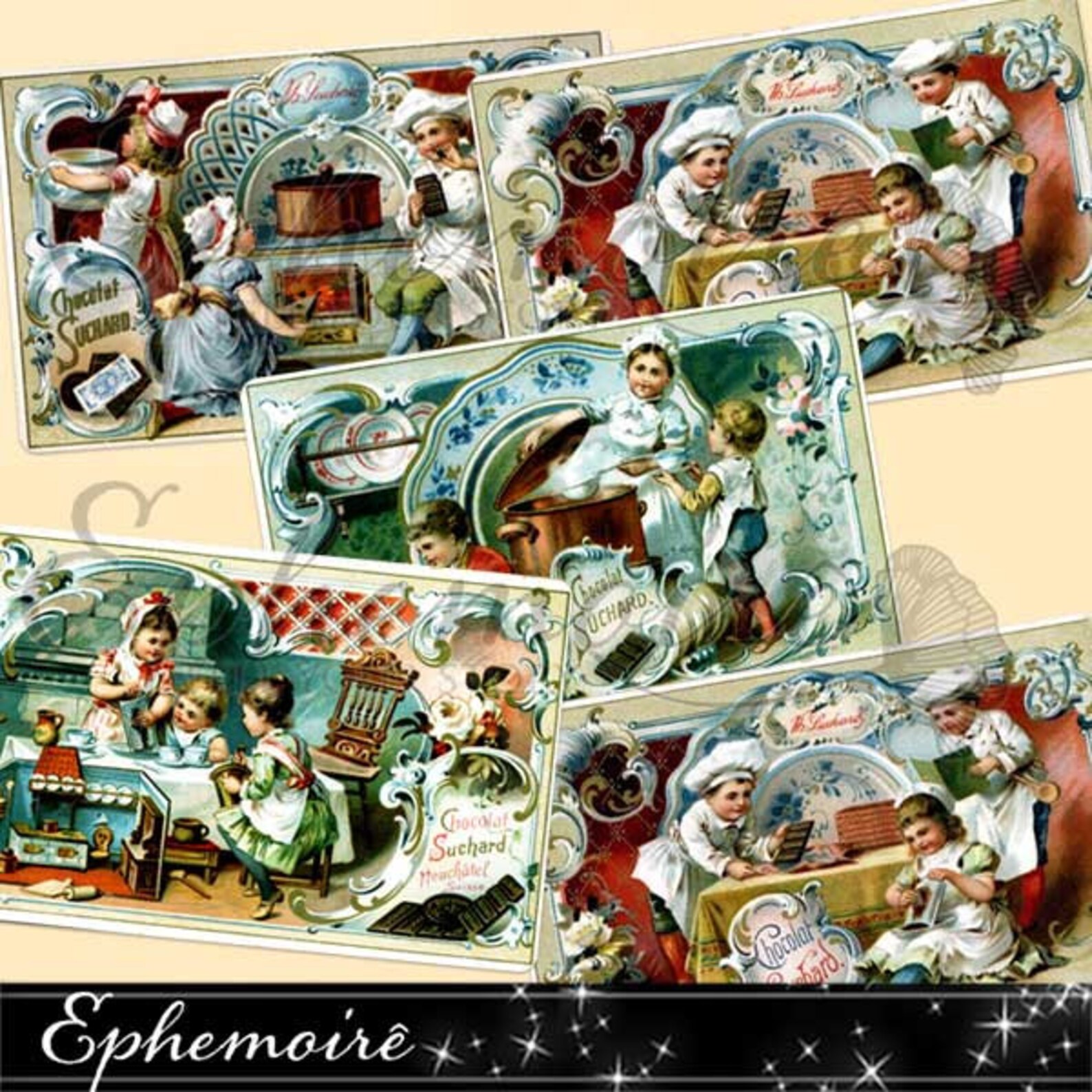 Digital Clipart Set Vintage Trade Cards Printable Ephemera | Etsy