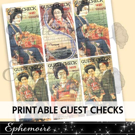 Printable GUEST CHECKS Japanese Travel Guest Check - Etsy