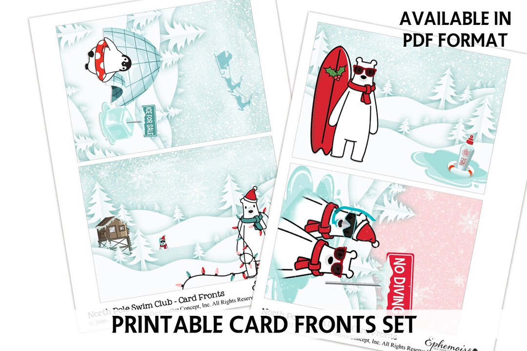 Digital Printable CHRISTMAS Card Fronts for 5x7 Card Cardmaking ...