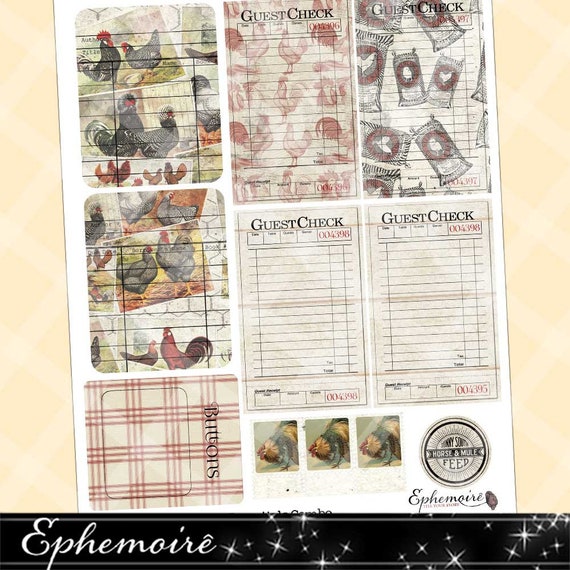 Junk Journal Printable FARM JOURNAL CARDS Chickens | Etsy