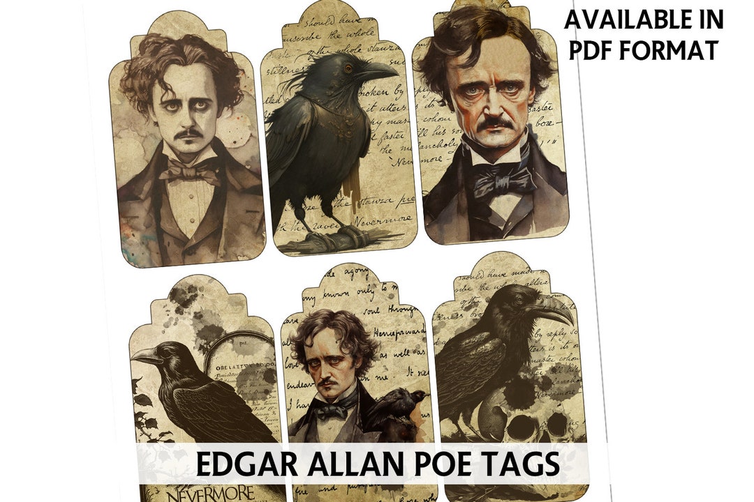 Printable POE Tags - Edgar Allan Poe - Goth Halloween - the Raven ...