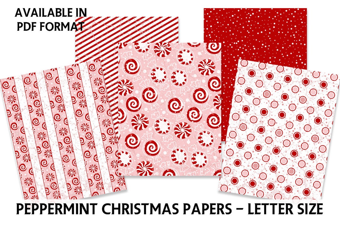 Digital Paper Pack PEPPERMINT CHRISTMAS Digital Scrapbook Cardmaking ...