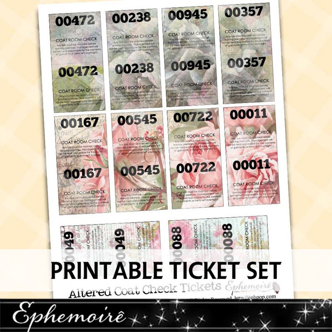 Junk Journal Printable Digital Printable Ticket Sheet - Etsy