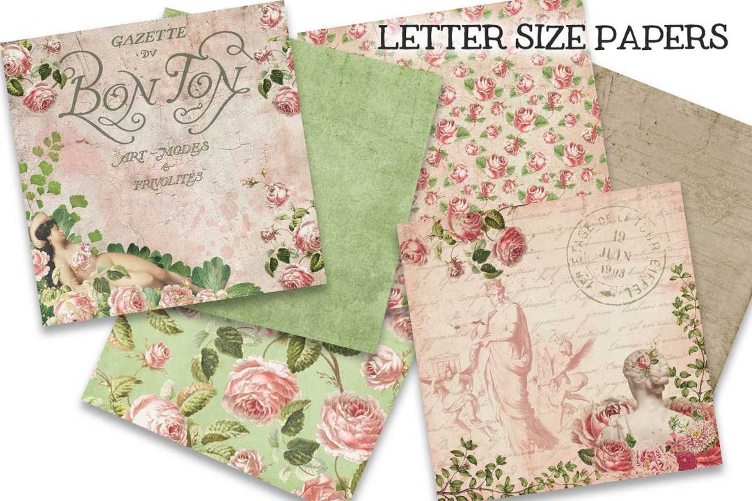 Digital Printable Papers SHABBY CHIC ROSES Digital - Etsy