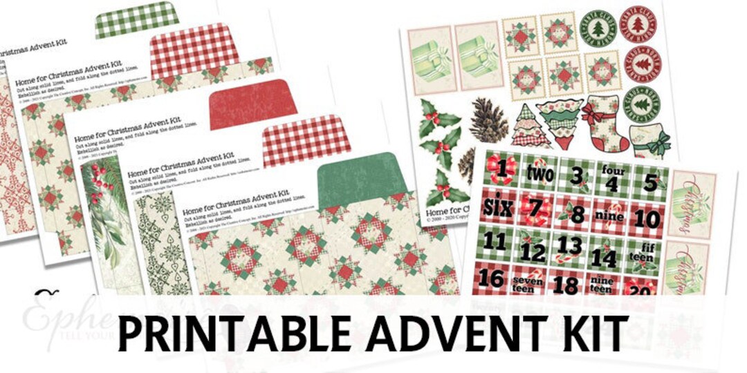 Printable ADVENT CALENDAR KIT - Christmas Printable Kit - Advent ...
