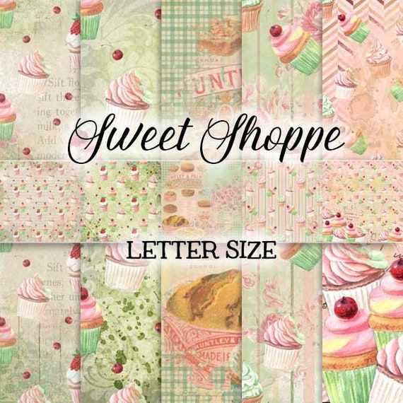 Digital Printable Papers VINTAGE BAKERY Cupcakes Digital - Etsy