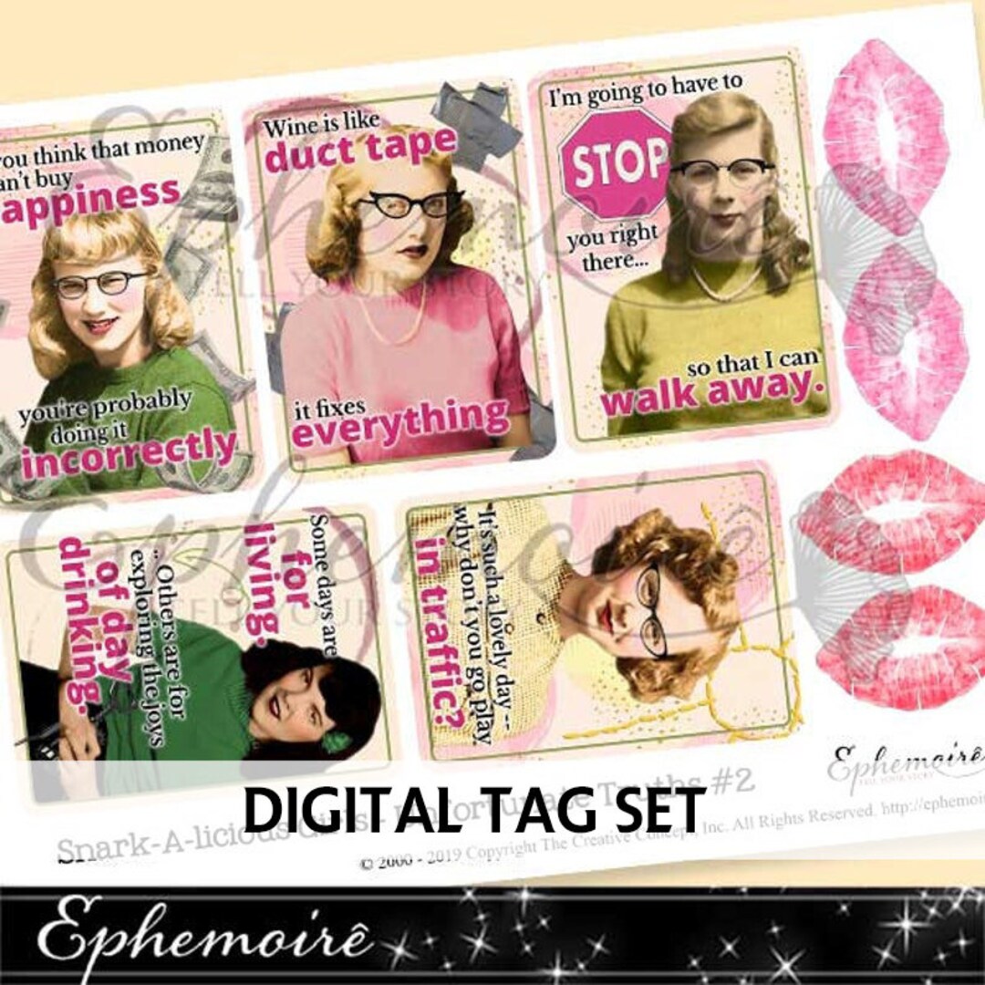 Junk Journal Printable Snarky Journal Cards Vintage Mean Girls Funny ...