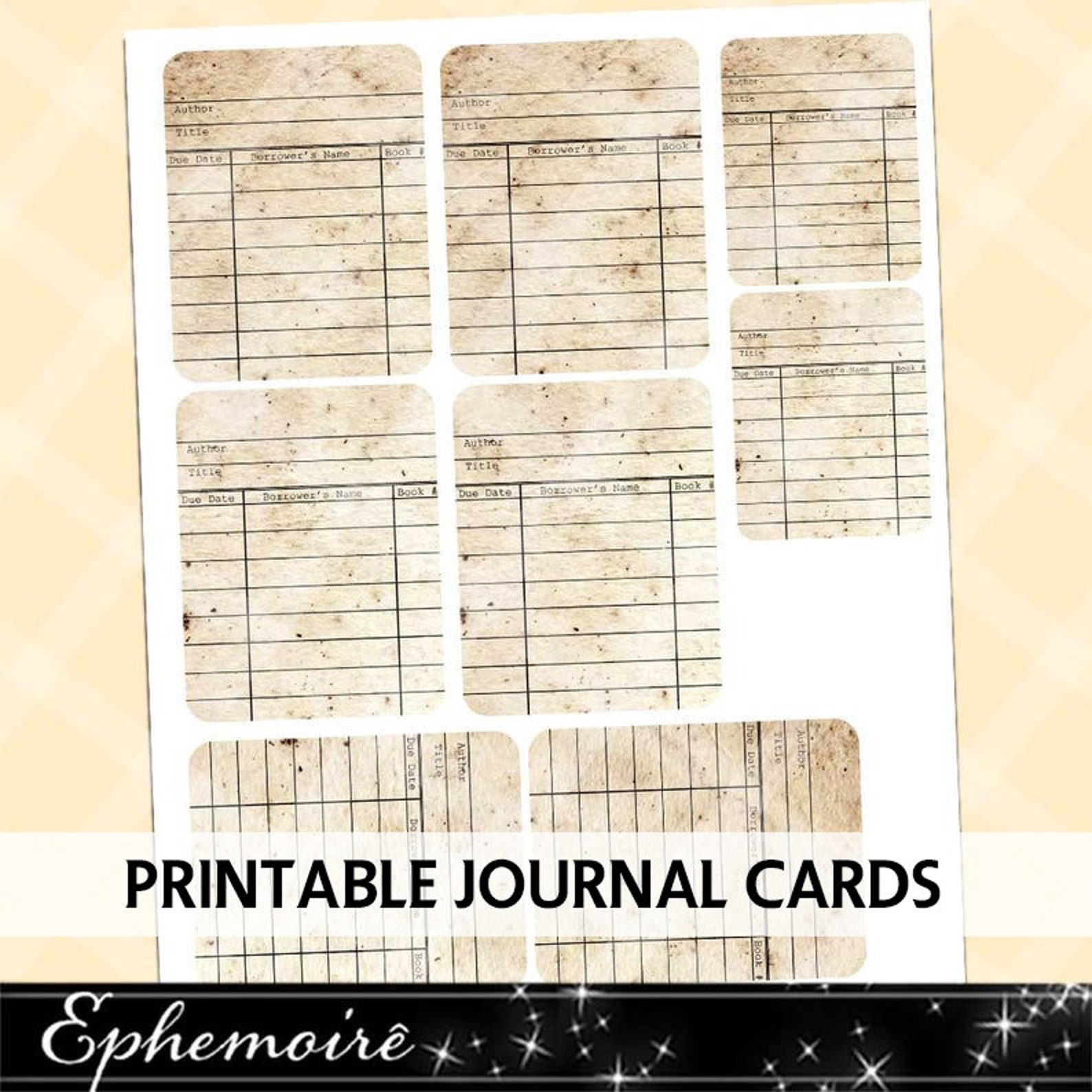 Junk Journal Printable LINED LIBRARY CARDS Printable | Etsy