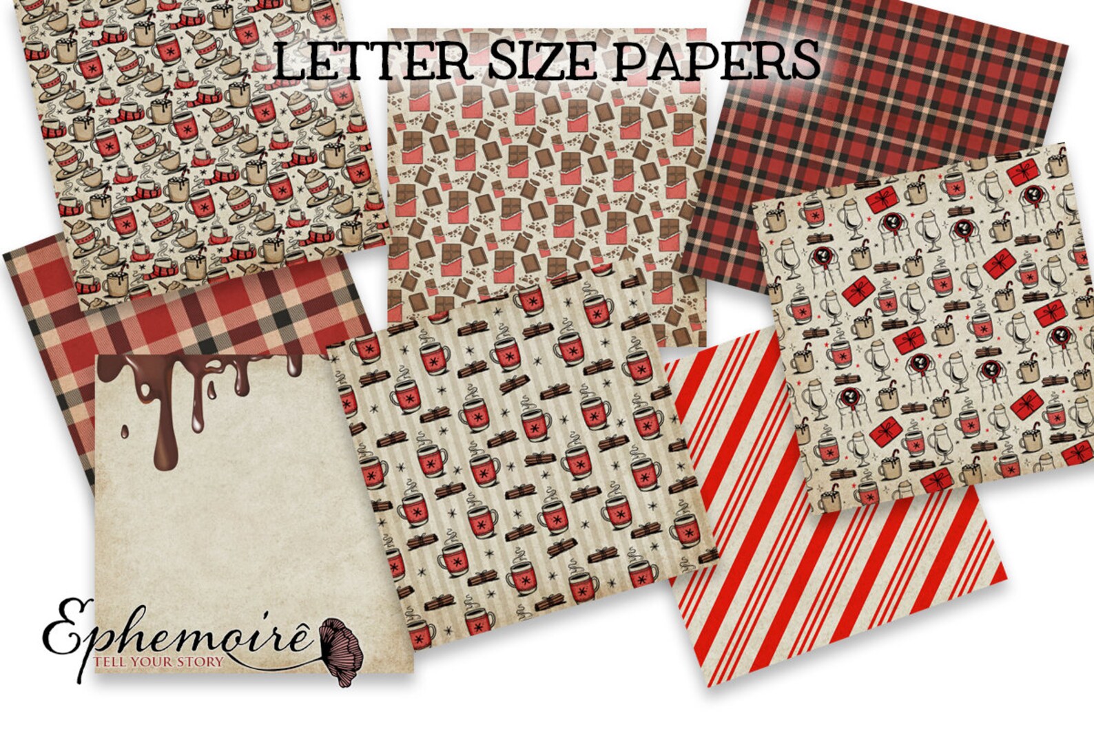 Digital Paper Pack HOT CHOCOLATE Hot Cocoa Papers - Etsy