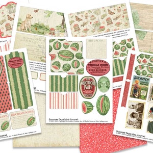 Printable WATERMELON Mini Journal - Vintage Summer Theme Journal - Mini ...