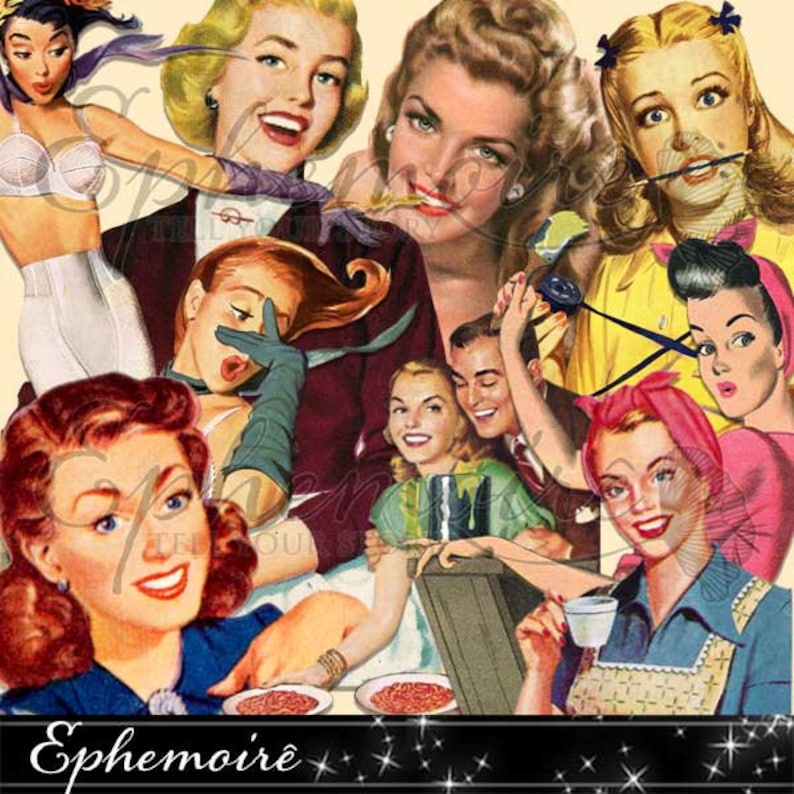 Retro Clipart Mid Century Advertising Digital Scrapbook - Etsy