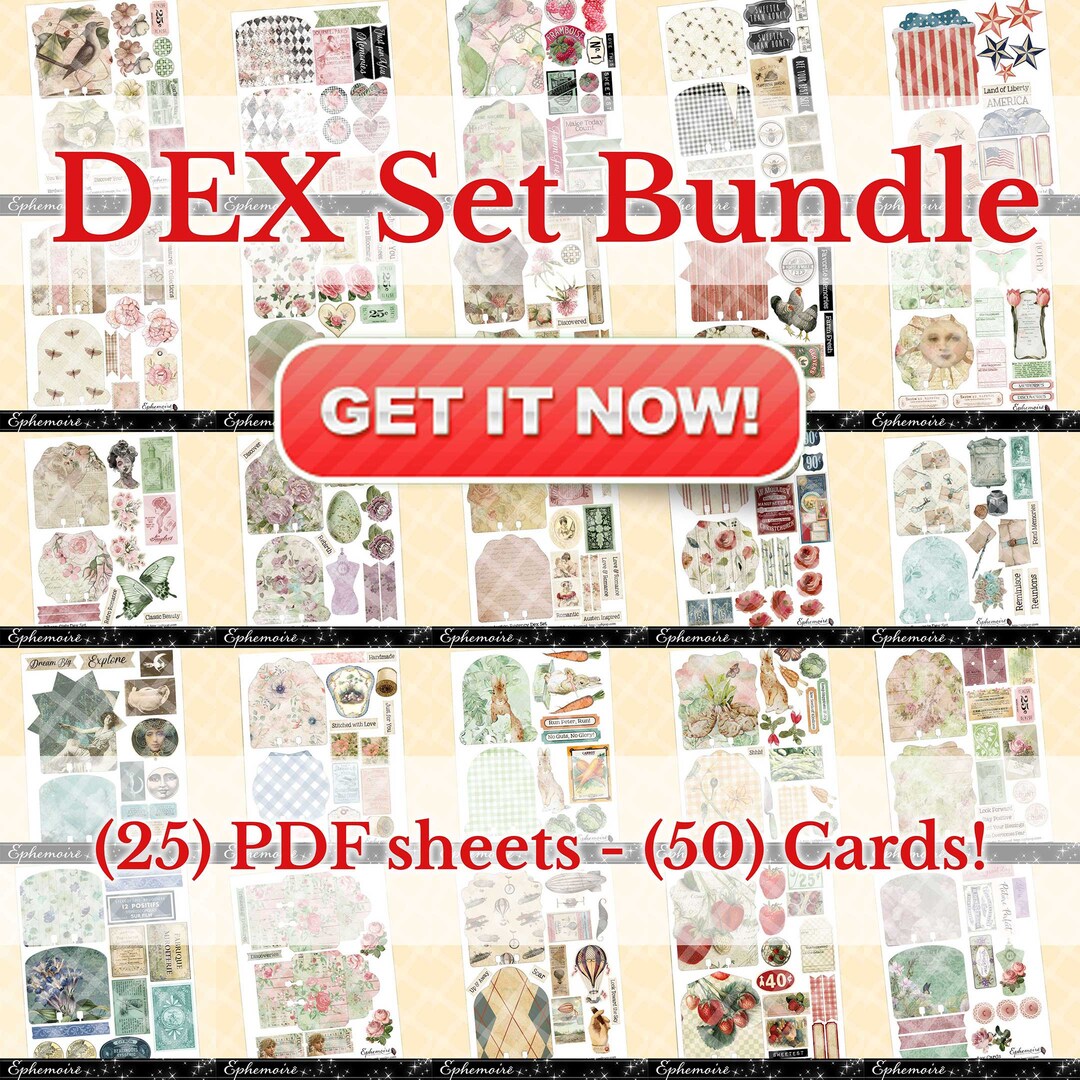 Printable DEX Cards With Ephemera BUNDLE- 25 Dex Sets - Printable Dex ...