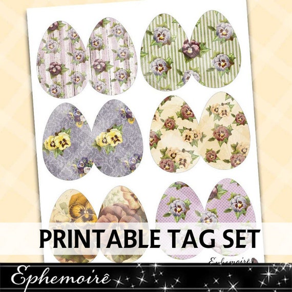 Junk Journal Printable Digital Printable Easter Egg Tags | Etsy