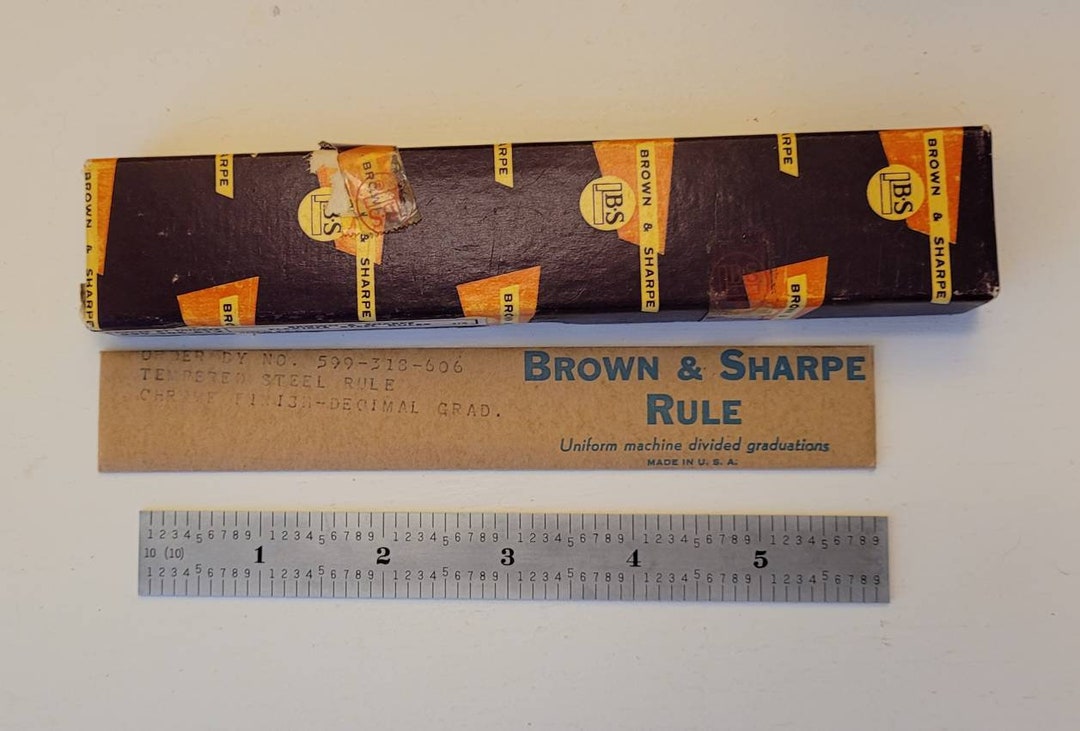 Vintage Brown & Sharp Chrome Finish Tempered Steel Ruler 6" Decimal ...