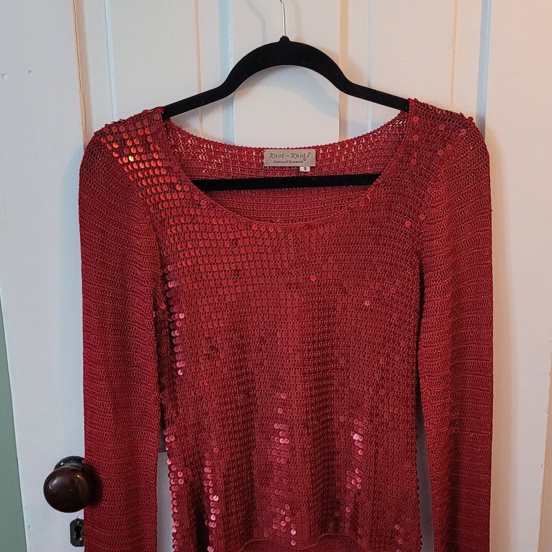 Red Sequin Top - Etsy