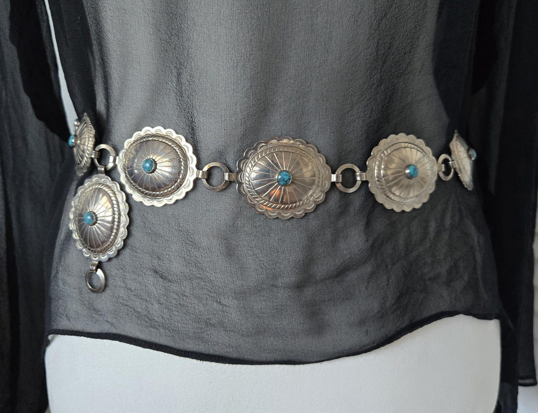 Vintage Inspired Navajo South Western Adjustable Belt Metal and Faux ...