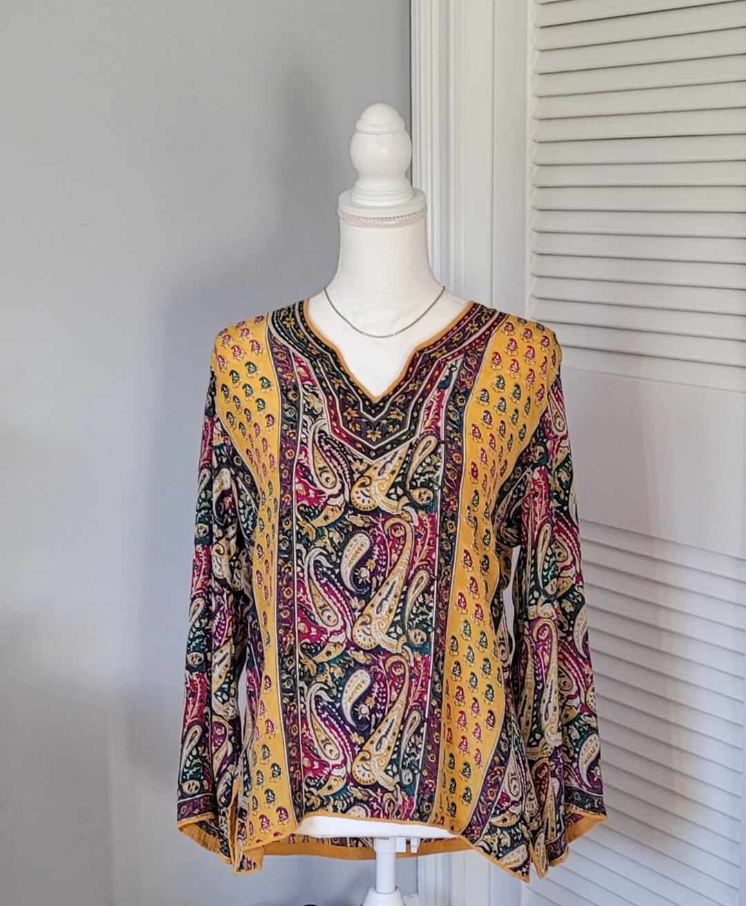 Vintage Tolani 100% Silk Pullover Tunic V Neck Size Medium - Etsy