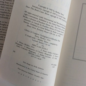 Vintage Book, Mother Teresa A Simple Path - Etsy